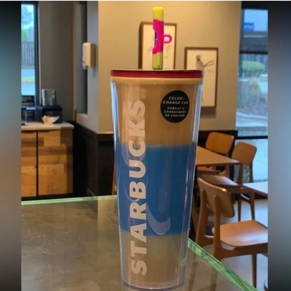 Starbucks | Dining | Starbucks Colorchanging Blue Wave Straw Topper ...